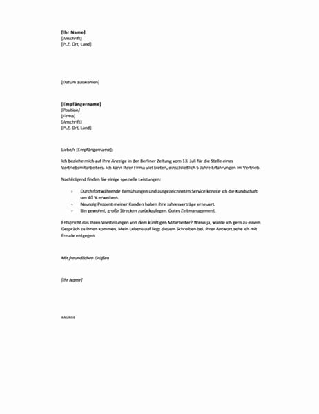 Kurzes Anschreiben Bewerbungsschreiben Vorlage