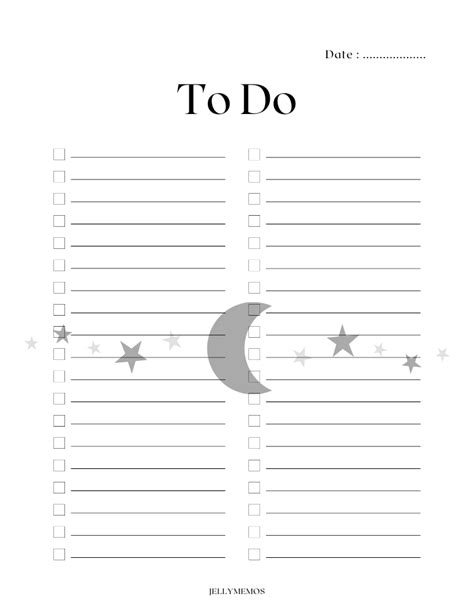 Aesthetic To Do List Templates Printable Digital Jellymemos