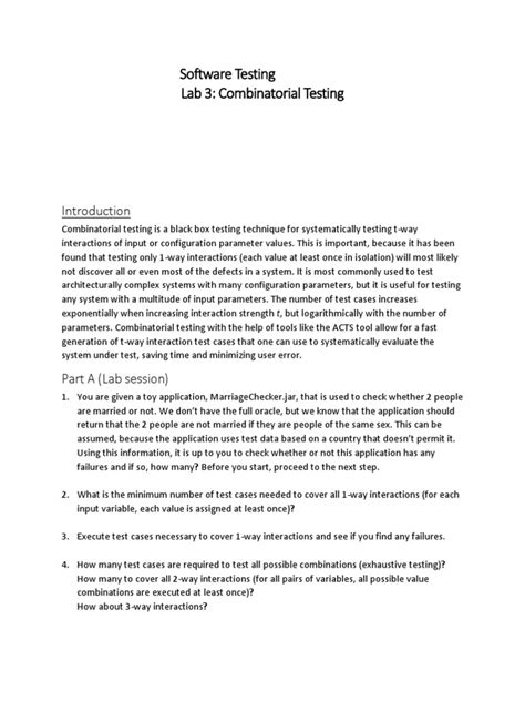 software testing lab 3 combinatorial testing pdf comma separated values parameter