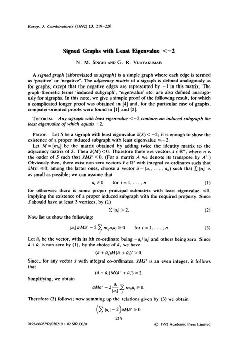 pdf signed graphs with least eigenvalue