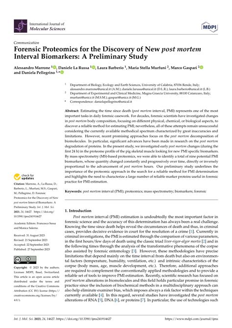 pdf forensic proteomics for the discovery of new post mortem interval biomarkers a