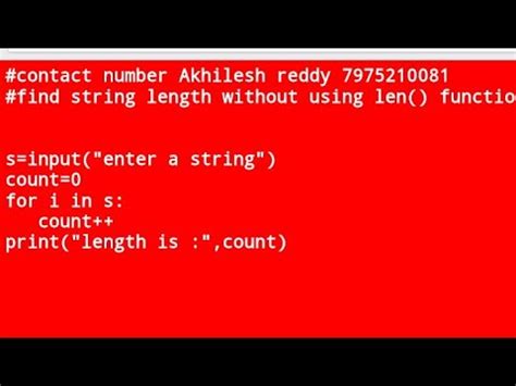 How To Find String Length Without Using Len Function Youtube