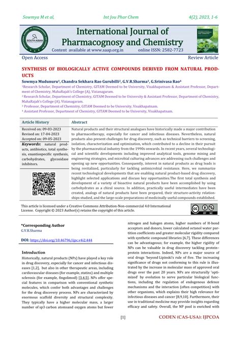 PDF Synthesis Of Biologically Active Compounds Derived From Natural