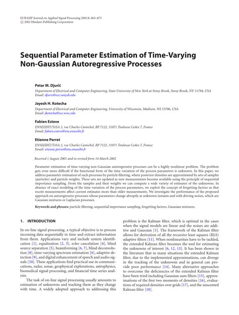 pdf sequential parameter estimation of time varying non gaussian autoregressive processes