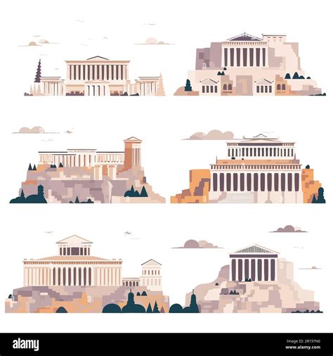 Acropolis Set Vector Isolated On White Stock Vector Image Art Alamy
