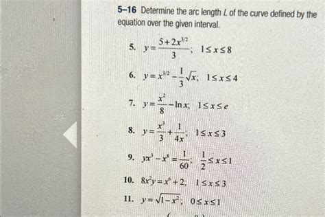 solved 5 16 ﻿determine the arc length l ﻿of the curve