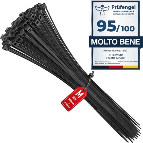 Intervisio Fascette Plastica Per Cablaggio 300 Mm X 4 8 Mm Fermacavo