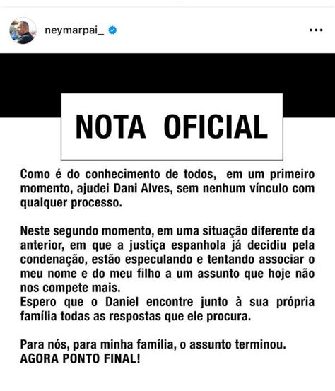 Pai de Neymar nega ajuda em fiança de Daniel Alves futebol