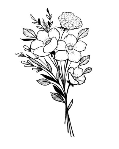 Bouquet Of Flowers Drawing Coloring Page Turkau