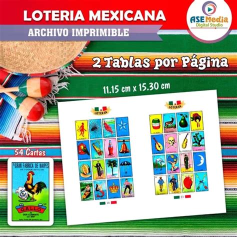 Loteria Mexicana Para Imprimir Archivo Tablas X M En Venta En