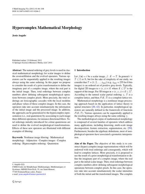 hypercomplex mathematical morphology jesús angulo pdf complex number mathematical analysis
