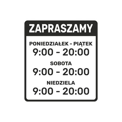 Naklejka godziny otwarcia na drzwi szybę Kolory BEZ TŁA 30x33 cm