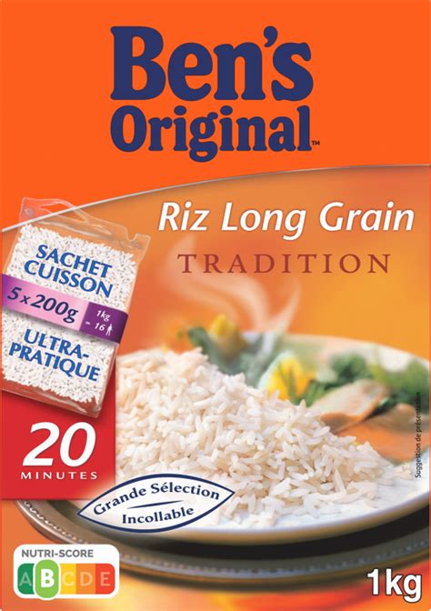 BEN S ORIGINAL Riz Long Grain 20 Min 1kg Sachet Cuisson