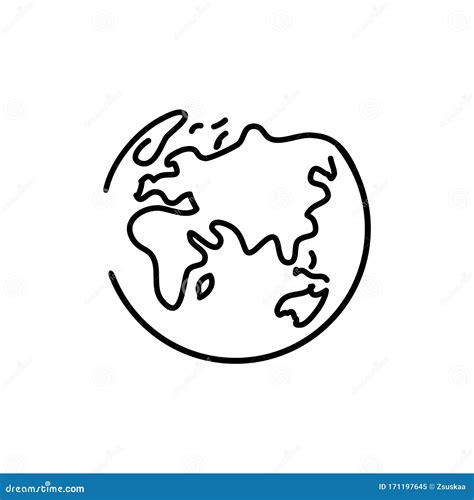 Planet Earth Line Art Mondo In Stile One Line Illustrazione