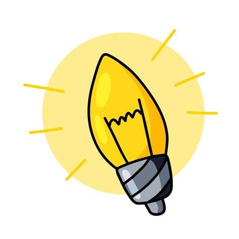 Light Bulb Yellow Electric Device Hand Drawn Illustration Cartoon