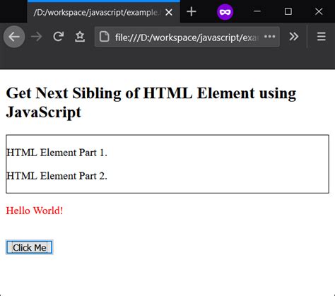 How To Get Next Sibling Of An HTML Element In JavaScript