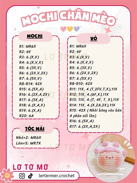 Chia sẻ chart móc len Chart Móc Mochi Chân Mèo tải xuống file PDF SKU