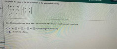 solved determine the value of the literal numbers in the