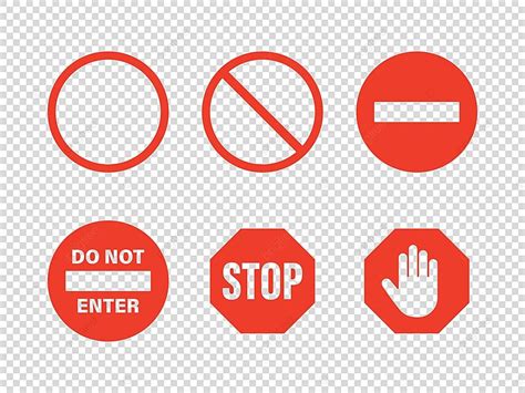Red And White Stop Sign Icon Set With Warning Frame Vector Warn