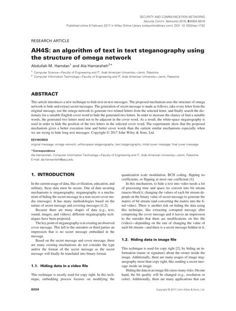 pdf ah4s an algorithm of text in text steganography using the structure of omega network