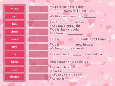 Possessive Adjectives And Possessive Pronouns Match Up