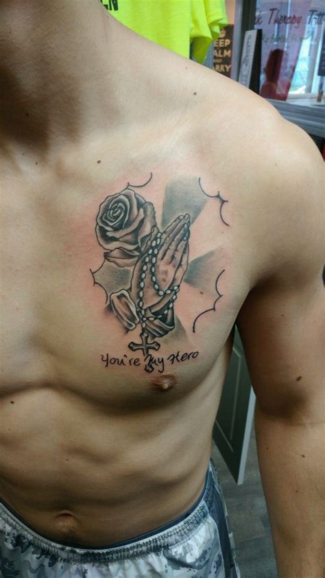 Prayer Hands And Rose Tattoo With Rosary Beads By Joe Dillon On Ig Ink