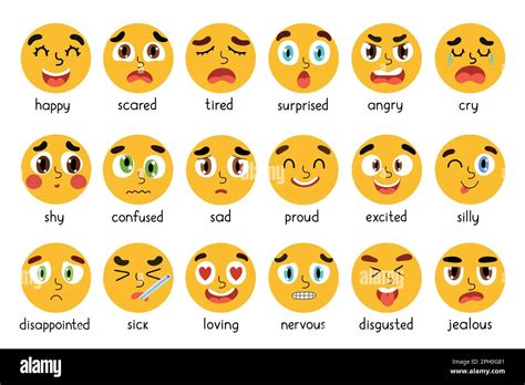 Funny Emoji Set Different Emotional Expressions Bundle Stock Vector Image And Art Alamy