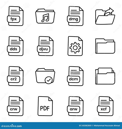 Pack Of Folders Linear Icons Stock Vector Illustration Of Document