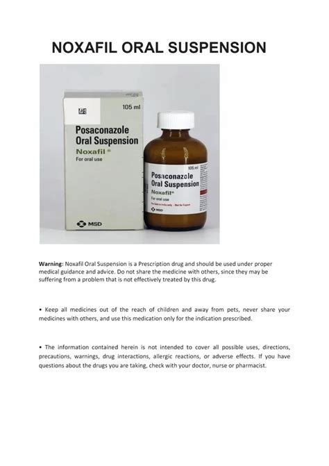 Posaconazole Noxafil Oral Suspension Bottle At Rs 20500 Bottle In
