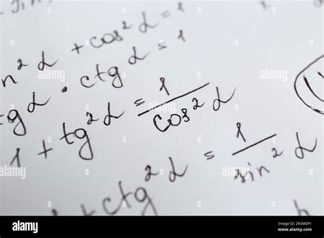 Sheet Of Paper With Different Mathematical Formulas Closeup Stock