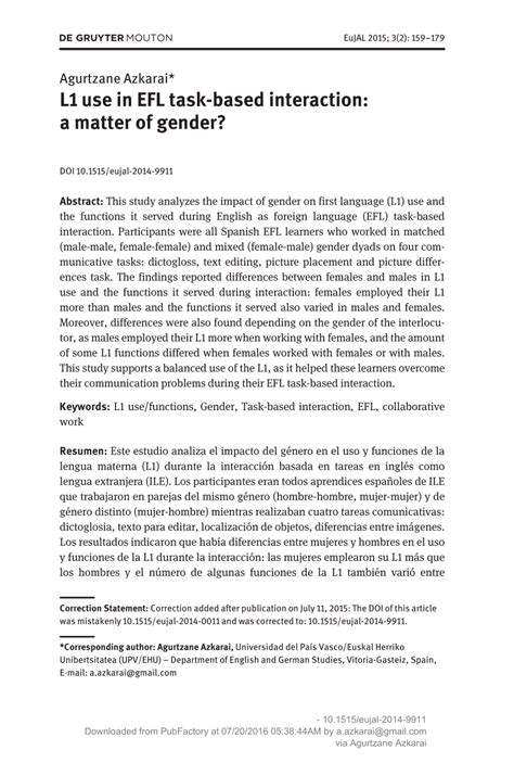pdf l1 use in efl task based interaction a matter of gender