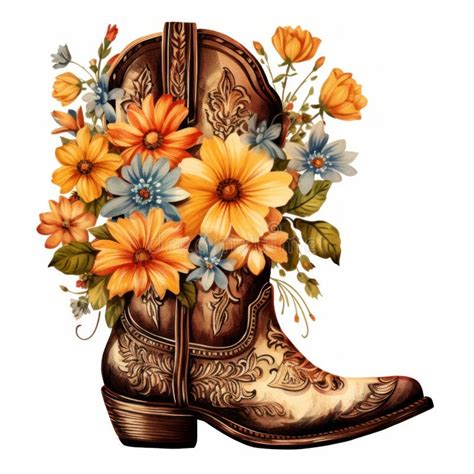 Cowboy Boots Flowers Stock Illustrations 115 Cowboy Boots Flowers