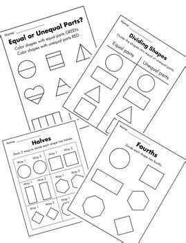 Fractions Equal Unequal Parts Partitioning Shapes By Classroom Of