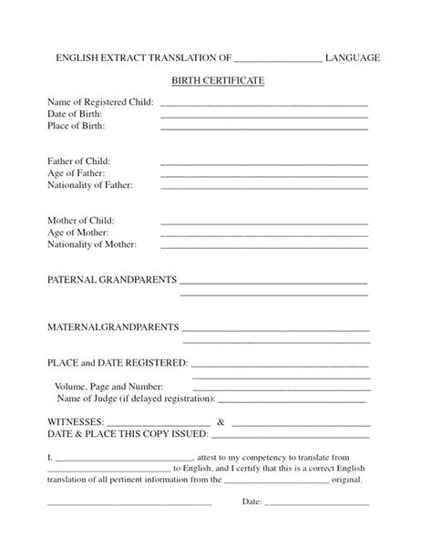 Spanish To English Birth Certificate Translation Template 7