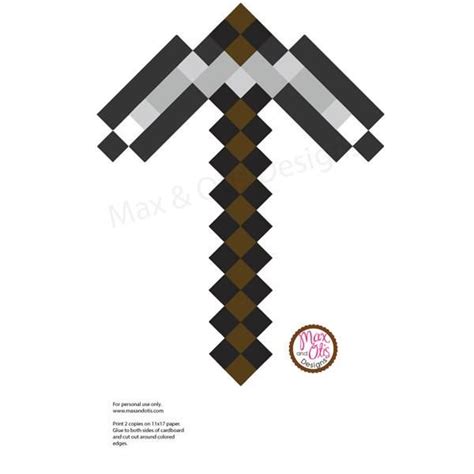 Minecraft Pickaxe Printable Pdf How To Use Our Minecraft Pickaxe Printable Pdf Print 2 Copies In