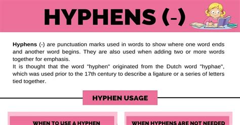 Hyphen When To Use A Hyphen Useful Hyphen Usage Love English
