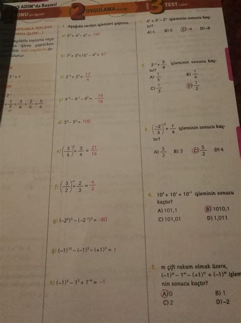 8 sınıf 3 ü bir yerde matematik keyfi arı yayınları cevap anahtarı