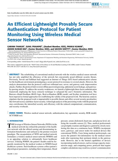 pdf an efficient lightweight provably secure authentication protocol for patient monitoring