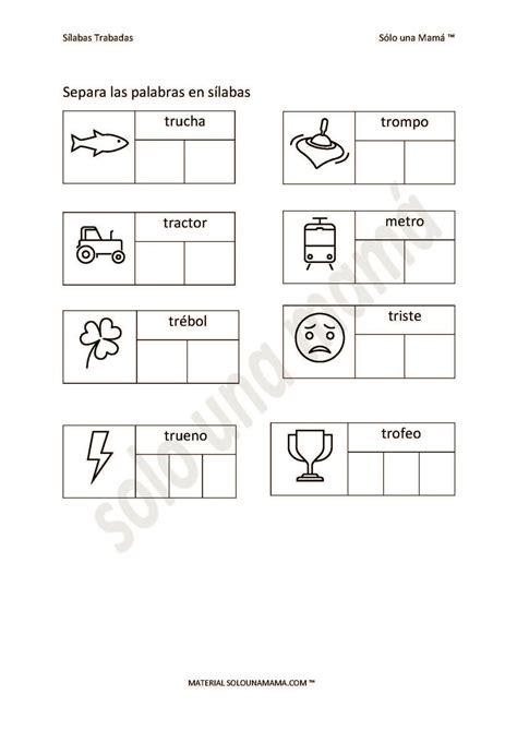 Ejercicios con Sílabas Trabadas TR Sólo Una Mamá
