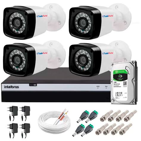 Kit 4 Câmeras De Segurança Full Hd 1080p 20m Infravermelho Dvr Hd 1tb