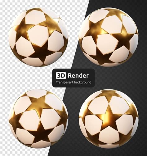 Premium PSD Soccer Ball With Gold Stars Isolated 3d Render