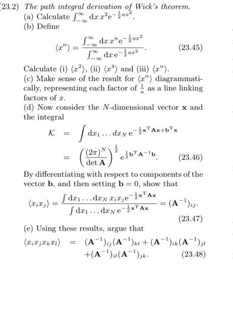 solved 23 2 the path integral derivation of wick s theorem
