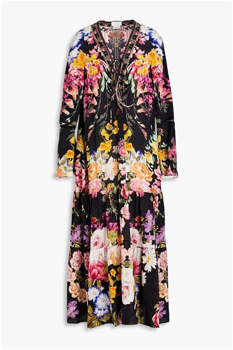 CAMILLA Gathered Floral Print Silk Crepe Maxi Dress THE OUTNET