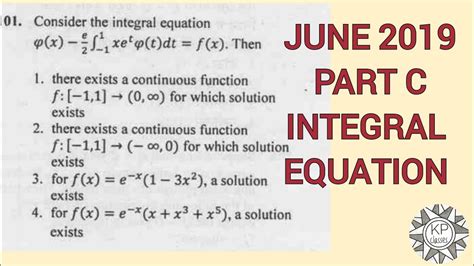 june 2019 csir net mathematics ii integral equation ii booklet a question no 101 youtube