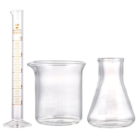 Pcs Glass Graduated Cylinders Beakers Conical Flask Scientific