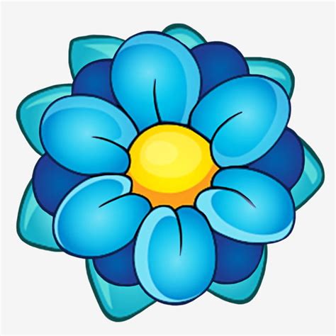 Elemento Decorativo Planta Flores Azules Dibujos Animados PNG Dibujos