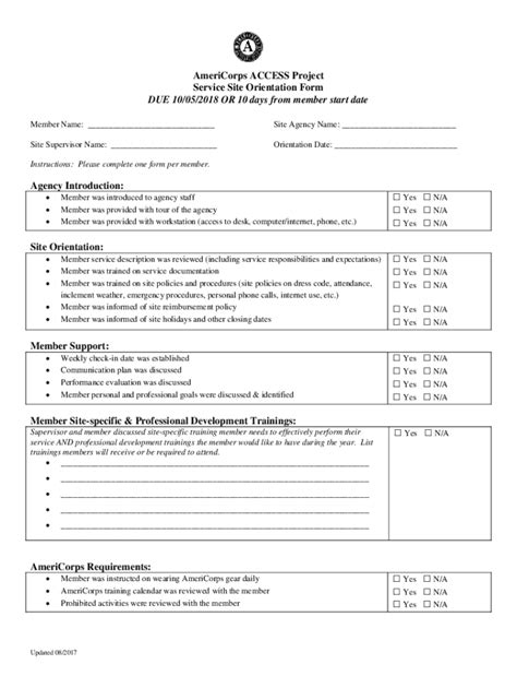 Fillable Online Cnnc Uncg Service Site Orientation Form Fax Email Print