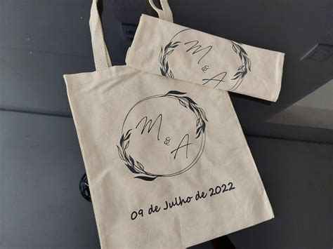 Sacola Ecobag Algodão Cru 30x40 Personalizada Casamento Elo7