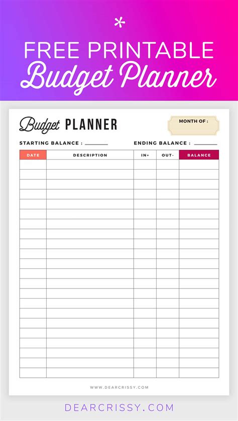 Monthly Budget Planner Printable