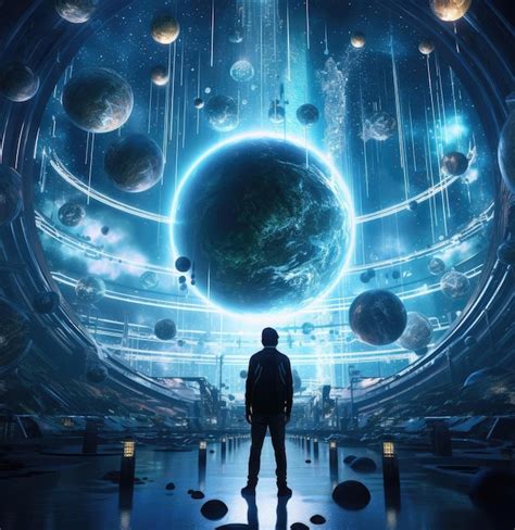Premium AI Image A Man Stands In Front Of A Large Portal